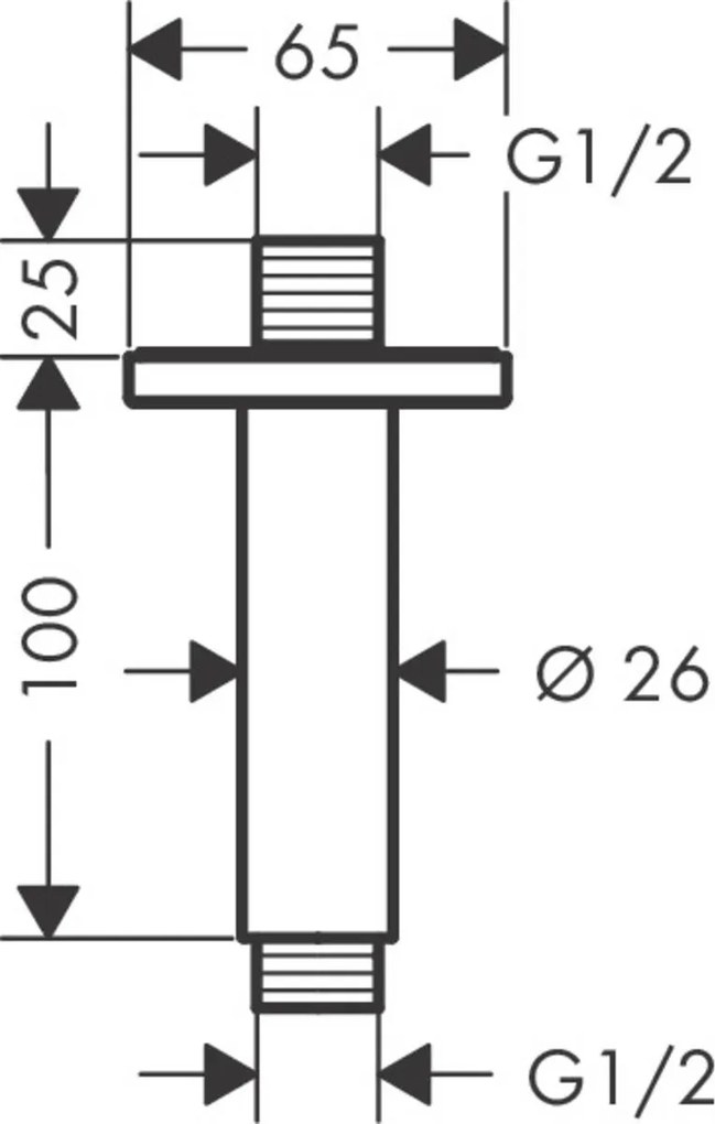 Hansgrohe Vernis Shape, stropní rameno pro hlavovou sprchu 100 mm, černá matná, HAN-26406670