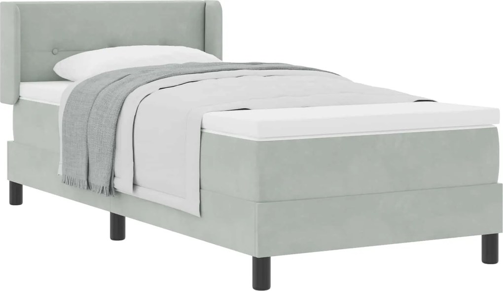 Postel s boxspringem s čelo Světle šedá 190 x 90 cm samet 3341444