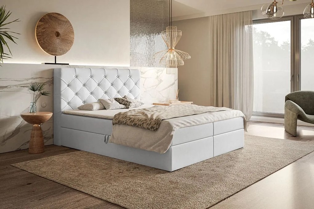 Boxspring s prošívaným čelem Gilda 160x200 cm Barva: Modrá - Kronos 09