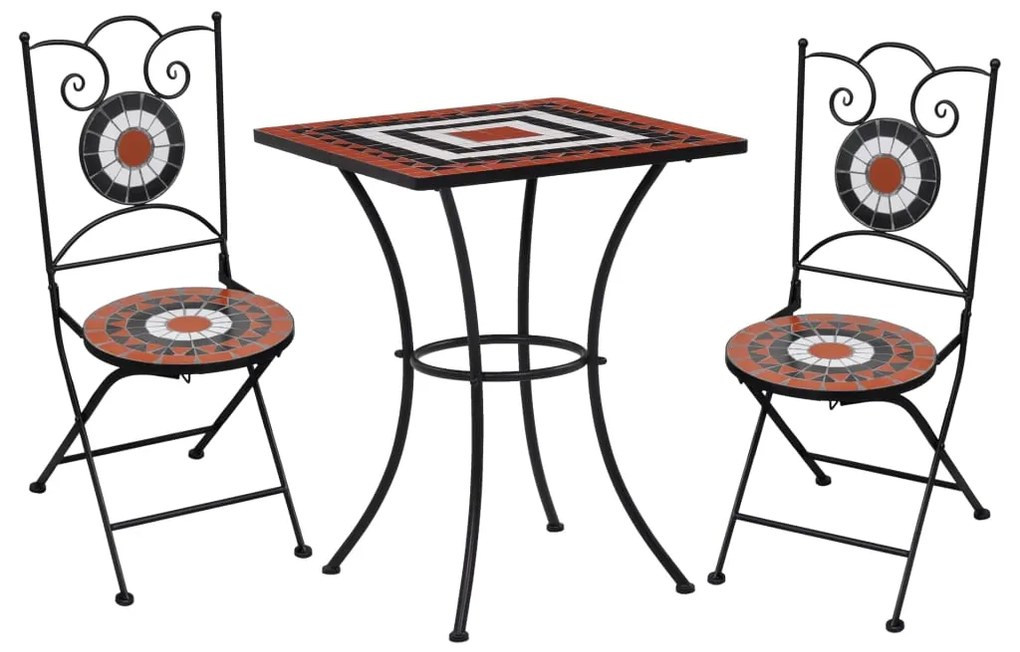 279415 vidaXL 3dílný mozaikový bistro set keramický terakotovo-bílý