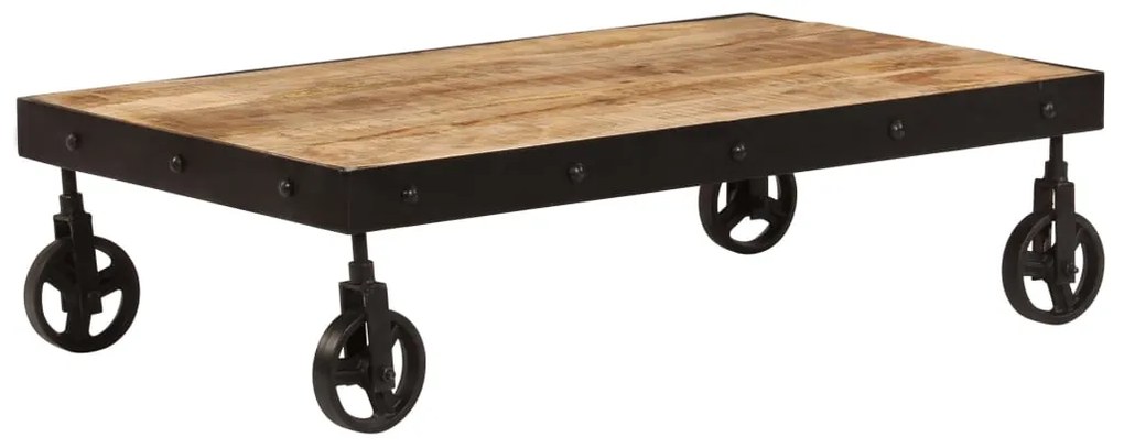 Konferenční stolek s kolečky 110 x 60 x 26 cm masivní mangovník - Default Title