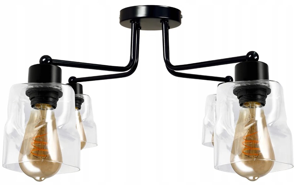 BERGE LED lustr stropní svítidlo 2xE27, rolovací, průhledný čtverec