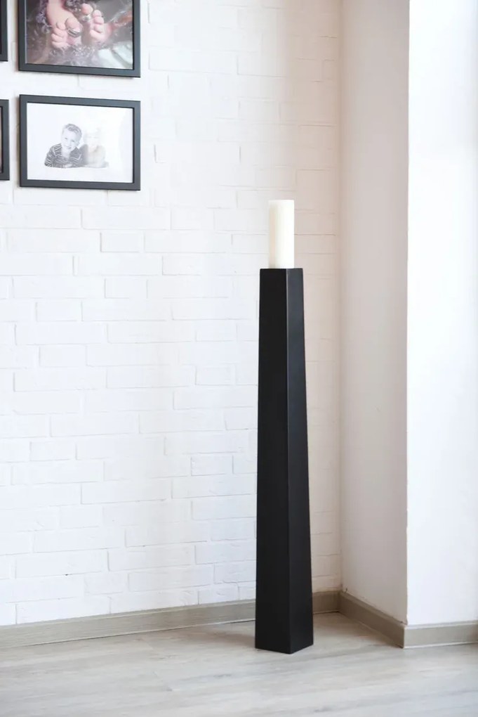 Váza/stojan na svíčky OBELISK, sklolaminát, výška 100 cm, černý mat