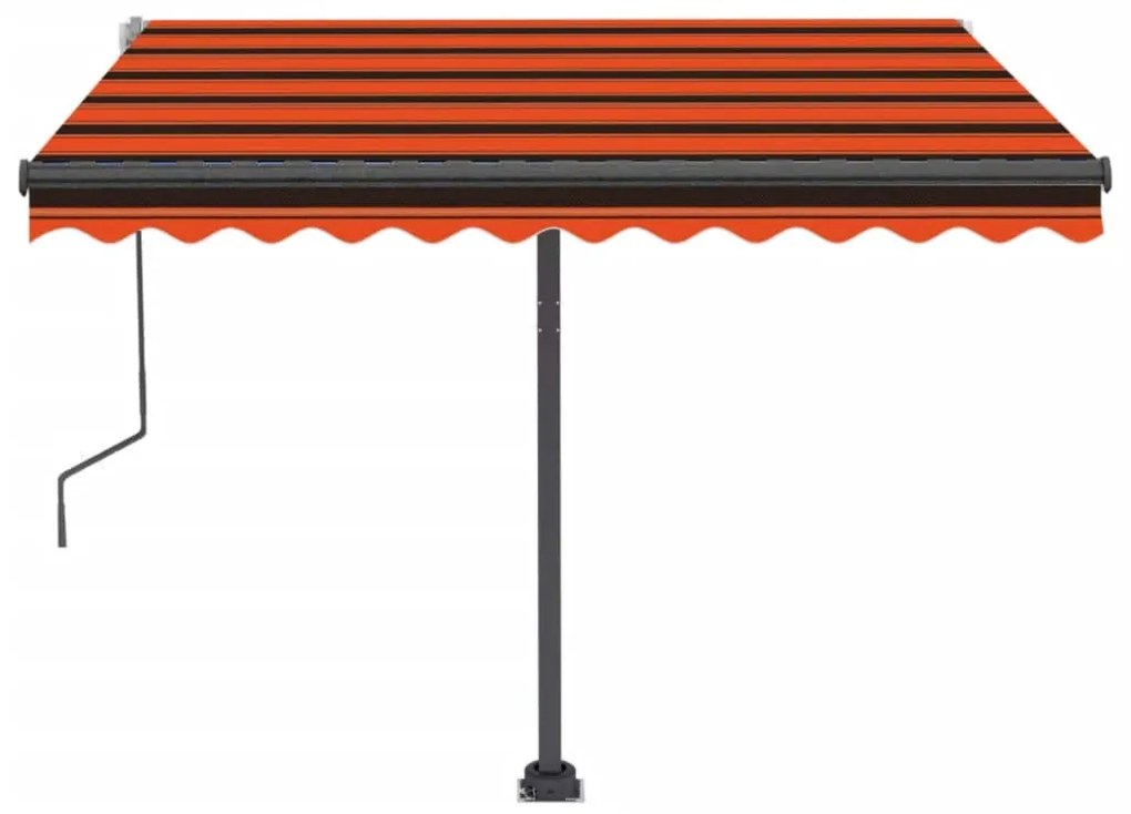 vidaXL Volně stojící ručně zatahovací markýza 300x250 cm oranžovohnědá