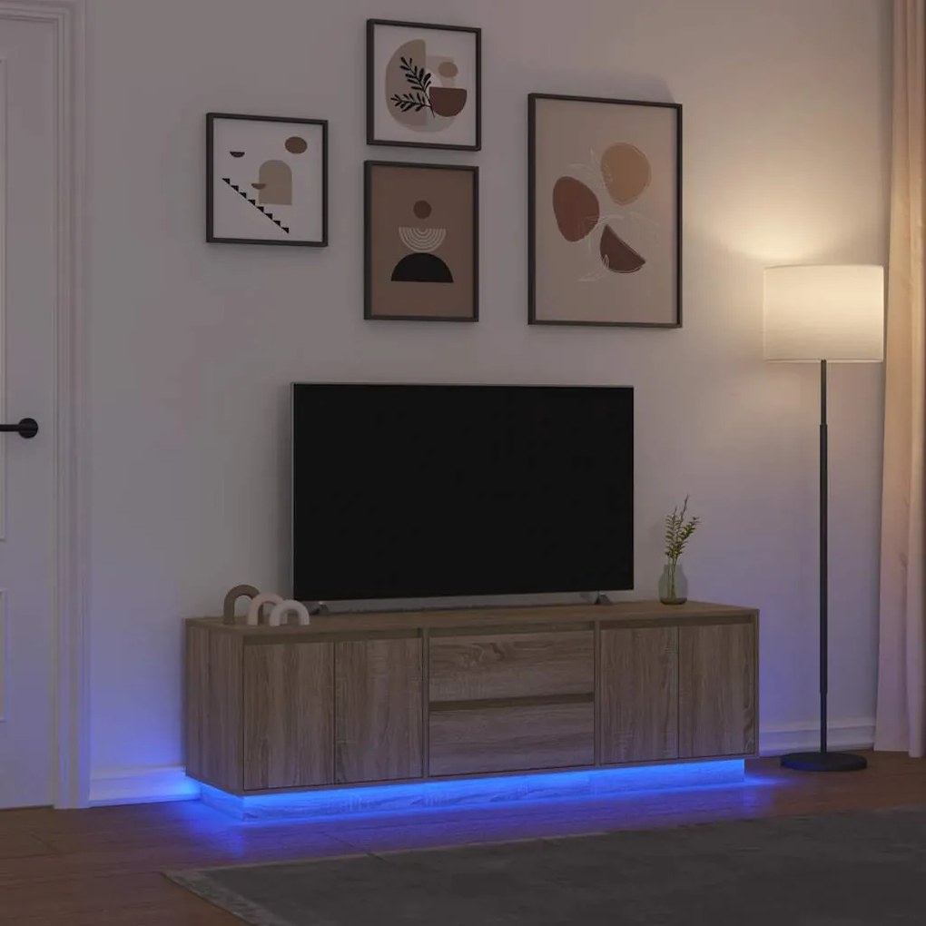 TV skříňka s LED osvětlením Dub Sonoma 160,5x41x50 cm 3328428