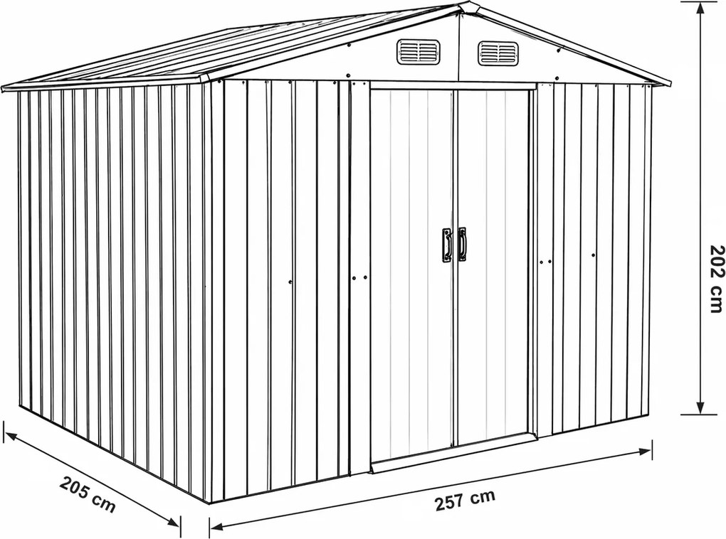 Zahradní domek BestBerg BBSH-608WT / 5,3 m² / 205 x 257 x 202 cm / bílé dřevo/taupe