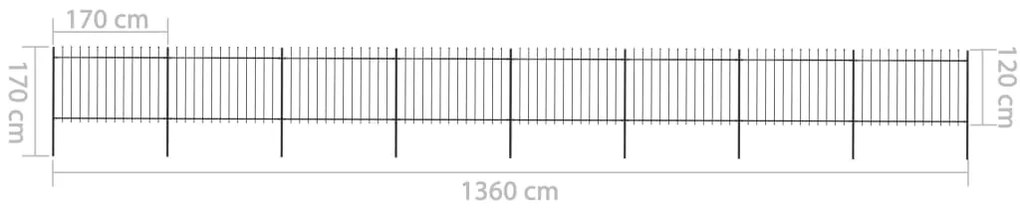 vidaXL Marketos Zahradní plot s kopím nahoře ocelový 1426 x 120 cm černý