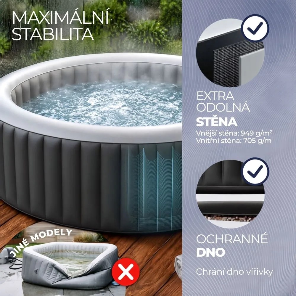 Nafukovací vířivý bazén OASIS pro 6 osob, kulatý, černý Casaria