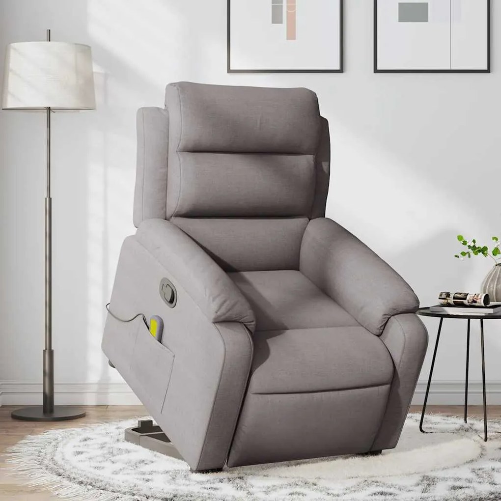 Zvedací masážní polohovací křeslo taupe textil 3205000