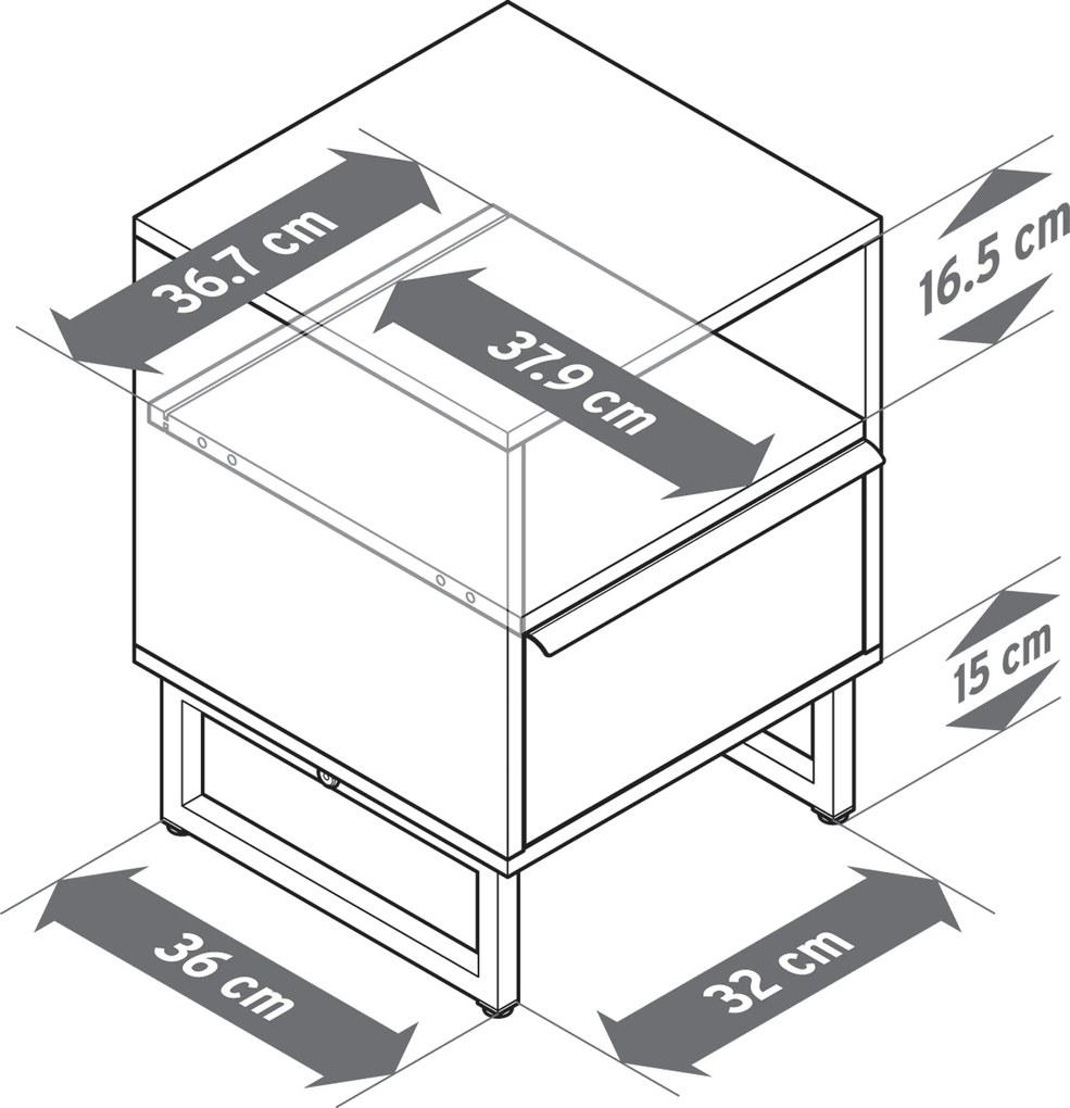 Tchibo - Noční stolek »Leeg« s 1 zásuvkou - barva: šedá