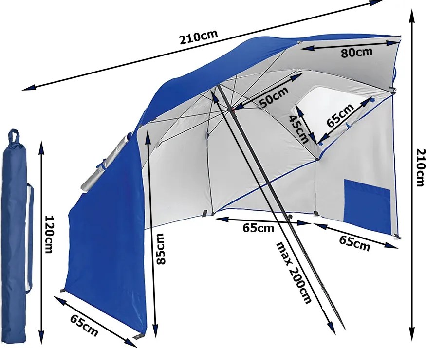 Verk Group Plážový slunečník skládací zahradní stan 2v1 xxl velký s uv filtrem