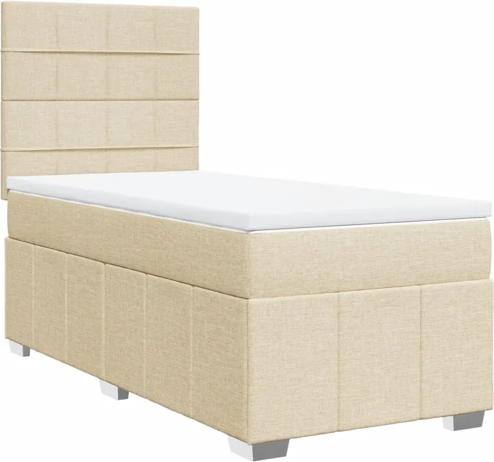 Box spring postel s matrací krémová 90x200 cm textil 3291556