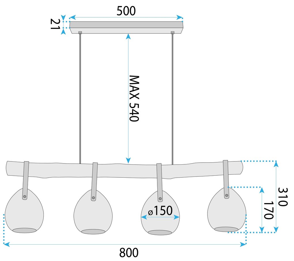 Toolight Závěsné osvětlení Modern Wood D25 APP1775-4CP černá