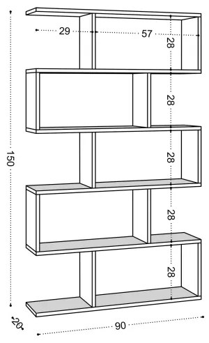Knihovna NILUFER 156x90 cm bílá