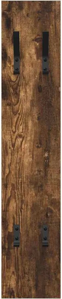 věšák, nástěnný, 1 prkno, háčky, kompozitní dřevo, 100x20x1,5 cm, kouřový dub, Dekorino TK20260016