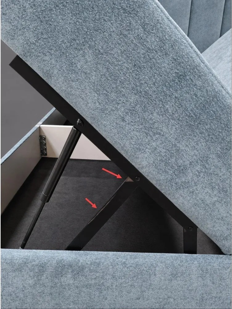 Modrá čalouněná dvoulůžková postel s úložným prostorem s matrací/s topperem 180x200 cm Elva Bold Line - II. jakost – Bonami Selection