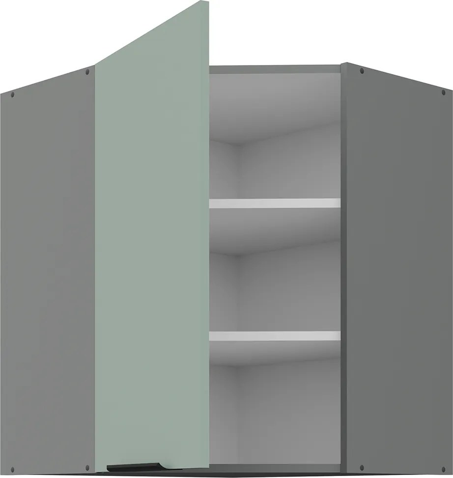 ARIA sa | horní kuchyňská skříňka 60x60 GN-72 1F (45°) rohová s policemi | 60x60 cm | antracit/aquamarine