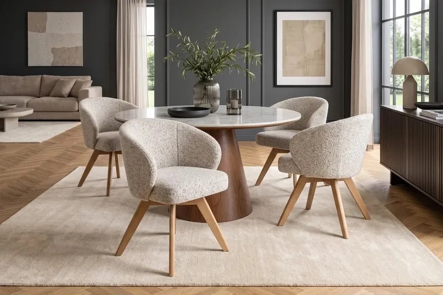 Designová otočná židle Tolinka béžová / přírodní