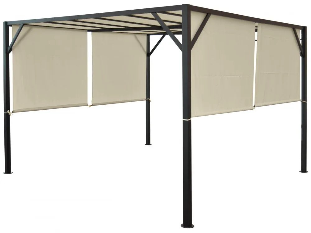 Pergola se stahovací střechou 3x3 m Dekorhome Krémová