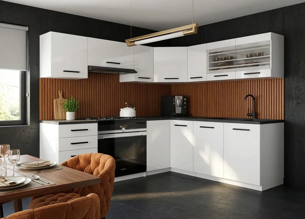 Kuchyňská linka Belini 360 cm bílý mat s pracovní deskou Lidia2 TOR LIDIA2/4/WT/WT/0/B1