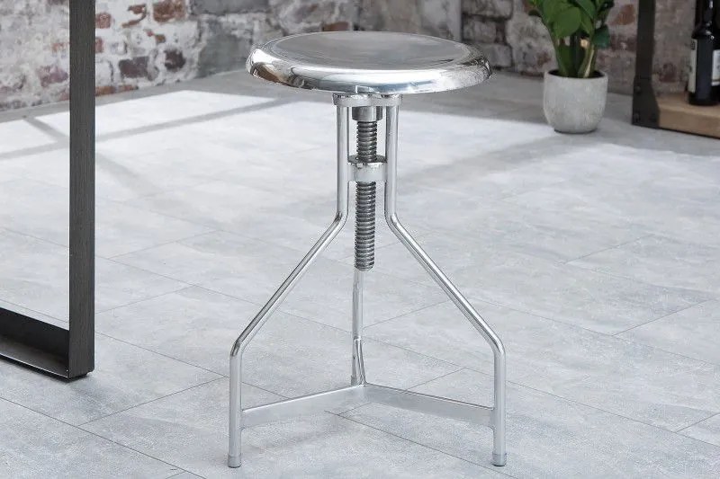 Deflee otočná stolička FACTORY SILVER TAB38062slitina kovu a hliníku  36 cm x 56-69 cm x 36 cm