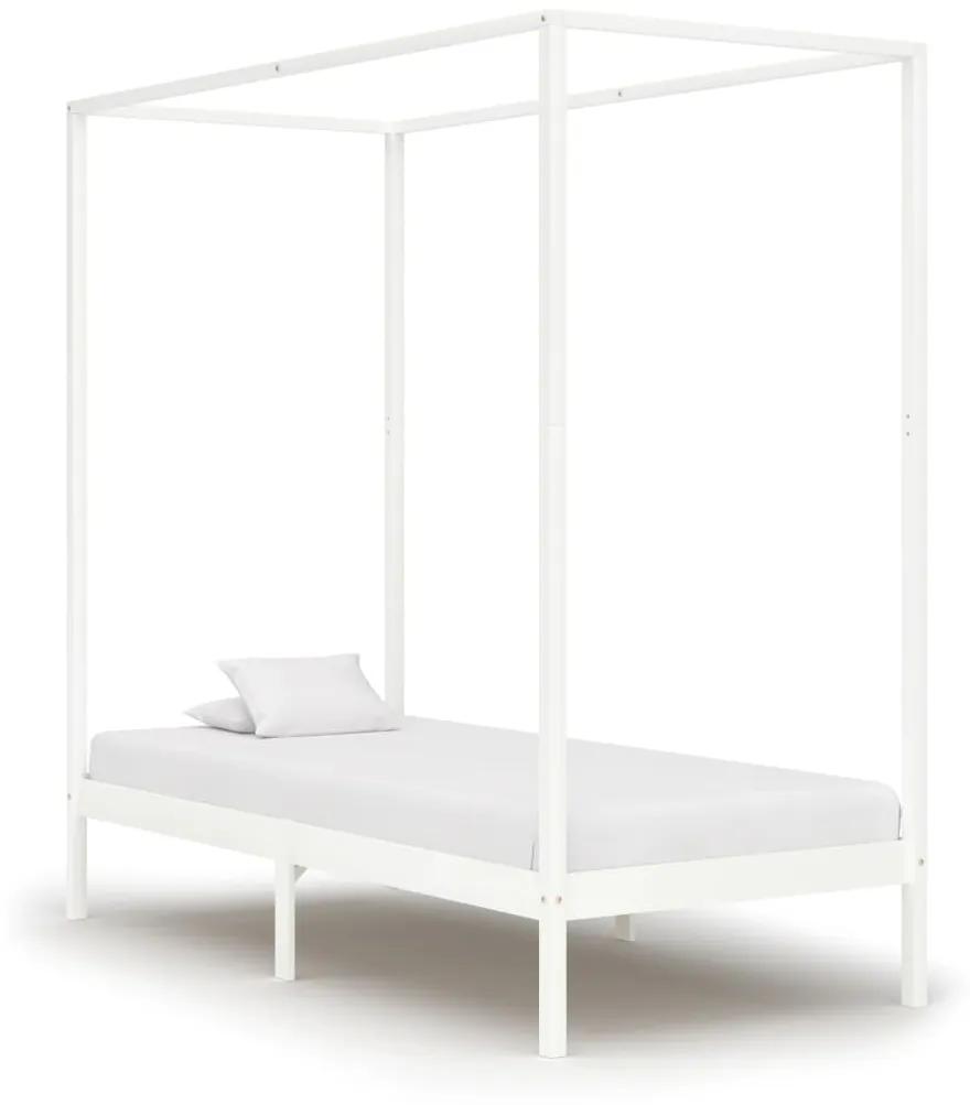 vidaXL Rám postele s nebesy bílý masivní borové dřevo 100 x 200 cm