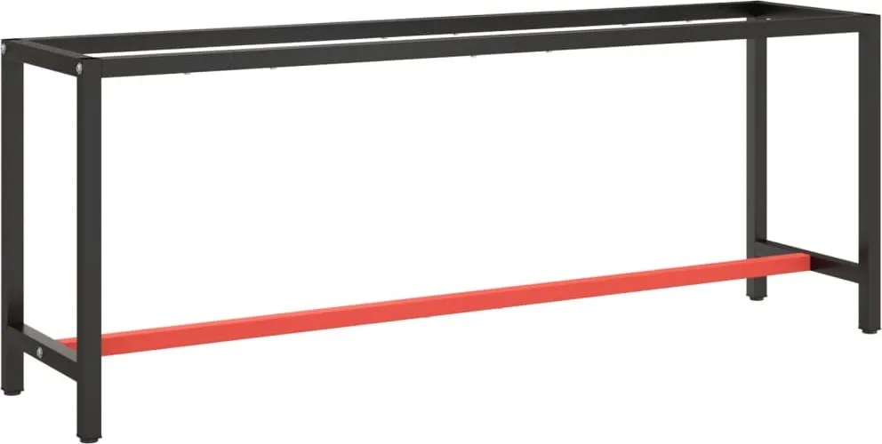 Rám pracovního stolu matně černý a červený 210 x 50 x 79 cm kov 151454