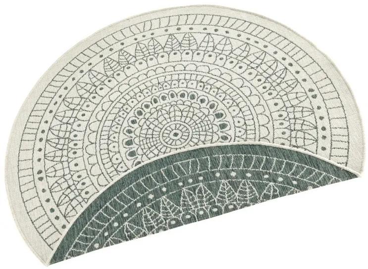 NORTHRUGS - Hanse Home koberce Kusový koberec Twin-Wendeteppiche 103103 creme grün kruh – na ven i na doma - 100x100 (průměr) kruh cm