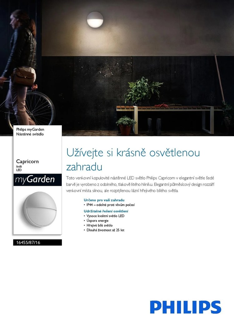 LED Venkovní nástěnné svítidlo Philips Capricorn 16455/87/16 metalická šedá 2700K