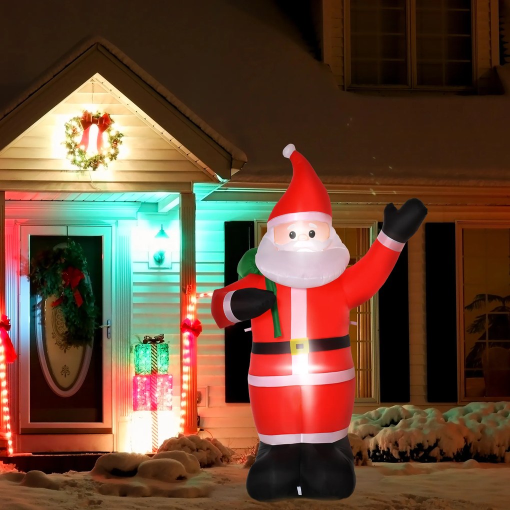 HOMCOM Nafukovací vánoční dekorace Santa Claus 2,4 m
