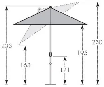 Slunečník s automatickým naklápěním klikou Doppler ACTIVE 210x140 cm - antracit