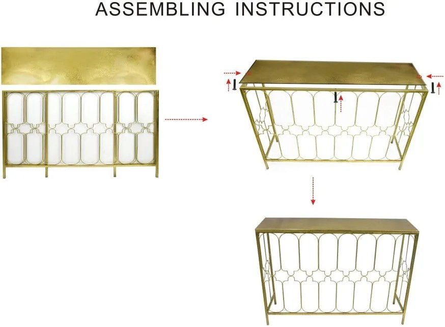 Konzolový stolek s konstrukcí ve zlaté barvě Mauro Ferretti Balcony, 112 x 31 cm