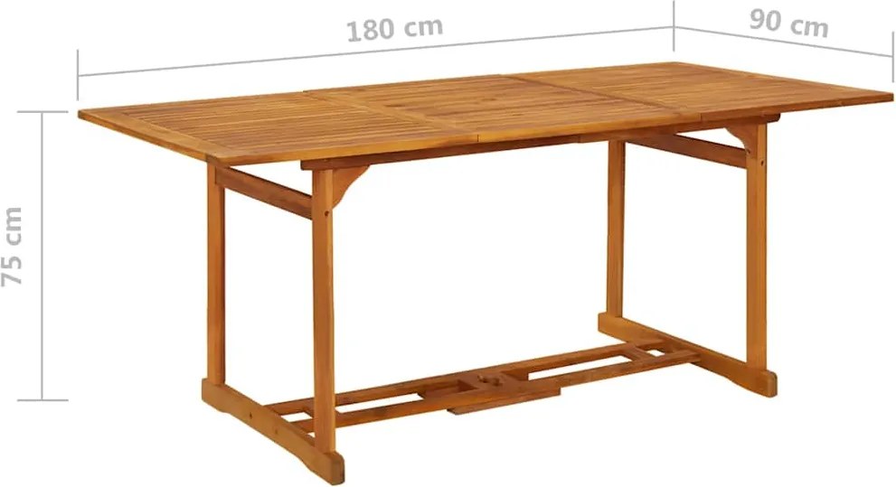 Zahradní jídelní stůl 180 x 90 x 75 cm masivní akáciové dřevo 315945