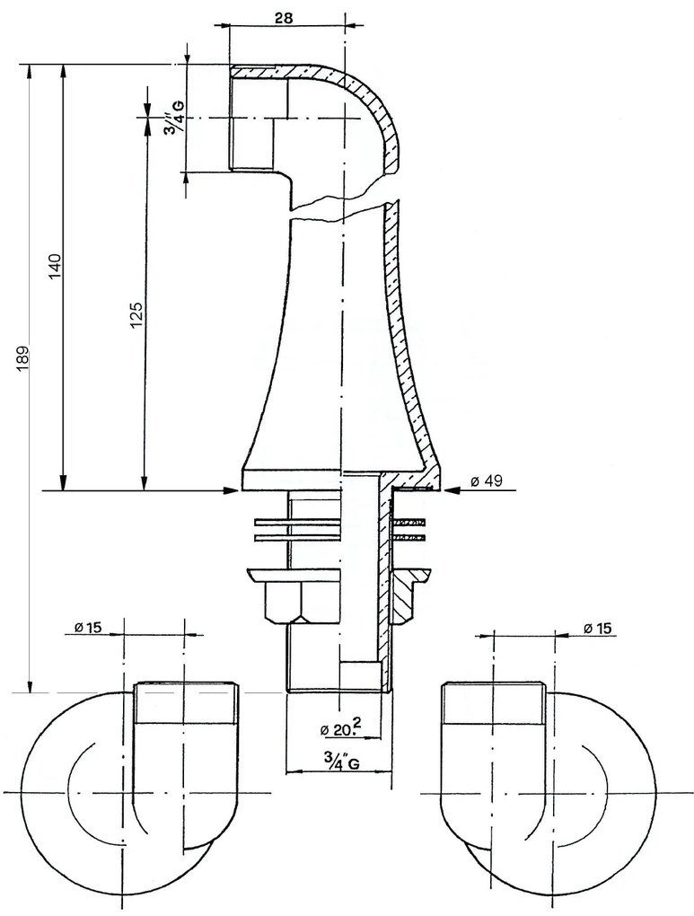 Reitano Rubinetteria ANTEA připojení pro instalaci vanové retro baterie na okraj vany (pár), chrom 9851