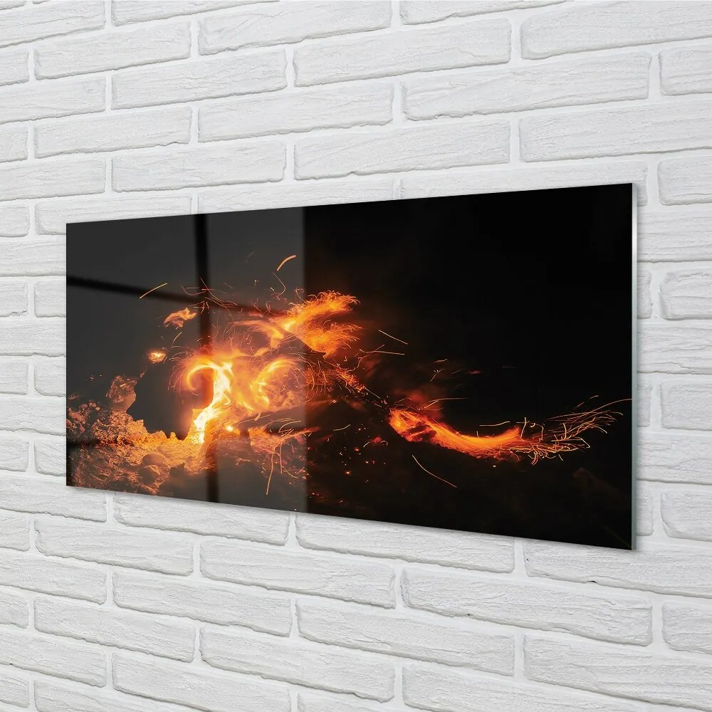 Obraz na skle ohnivý drak 125x50 cm