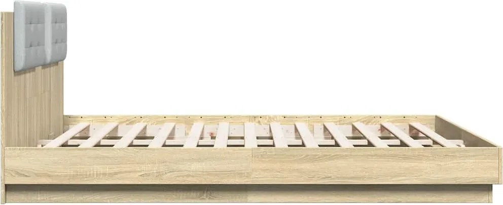Rám postele s čelem a LED osvětlením dub sonoma 200x200 cm 3209984