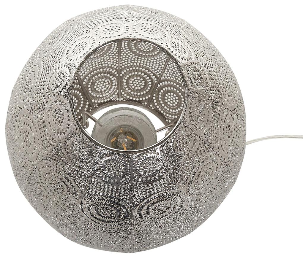 Kovová stolní lampa marocká lucerna stříbrná MARINGA Beliani