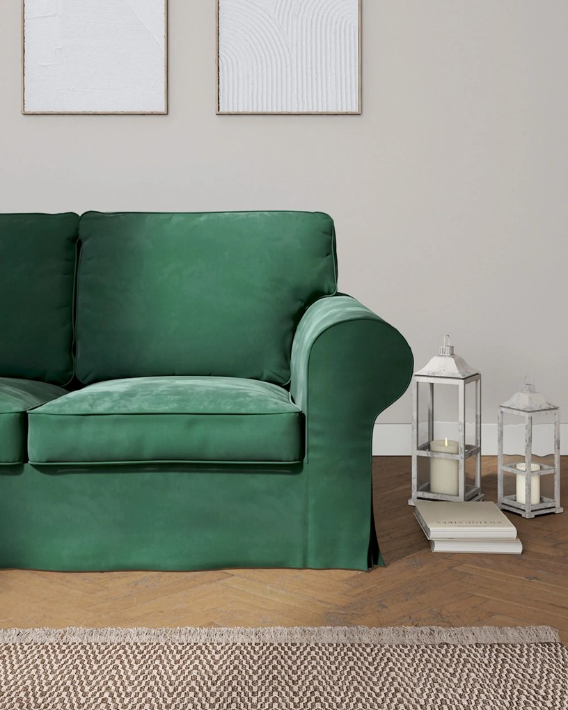 Potah na pohovku IKEA Ektorp 2-místná rozkládací NOVÝ MODEL 2012 barva zelená látka lesklé, sametová
