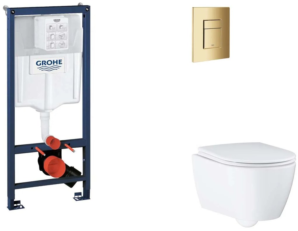 Grohe Rapid SL - Set předstěnové instalace, klozetu, sedátka SoftClose a tlačítka Skate Cosmopolitan, Cool Sunrise SANI11BB4137