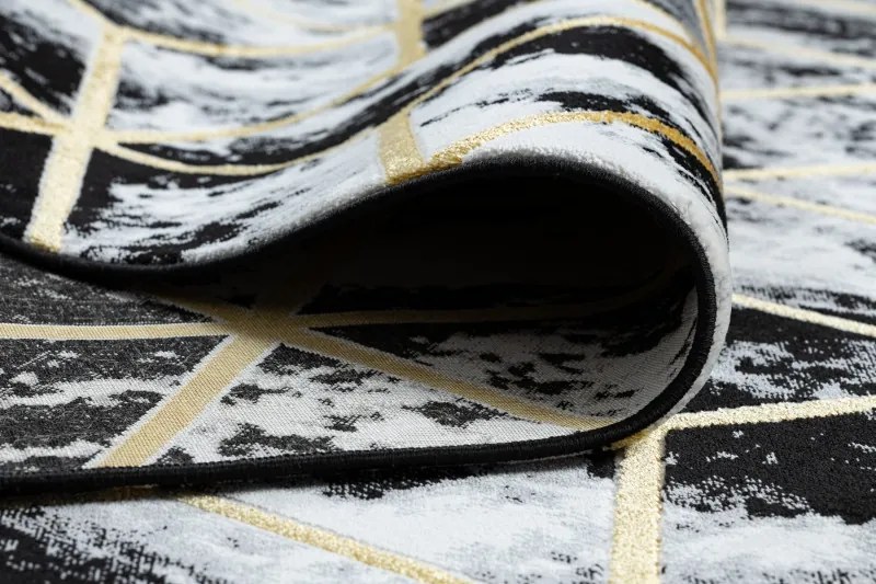 Dywany Łuszczów, Kusový koberec Gloss 409A 82 3D cubes black/gold/grey, 240x330, černobílá, kancelář
