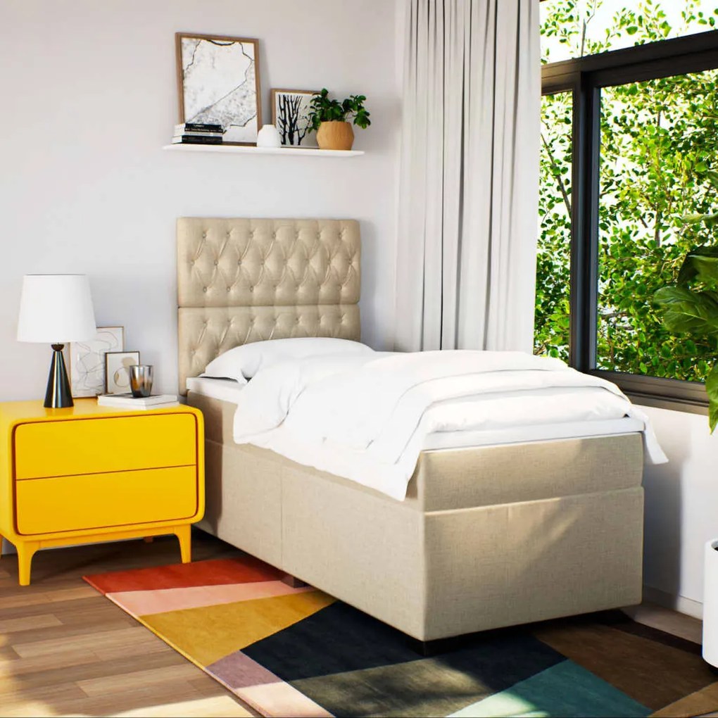 Box spring postel s matrací krémová 80 x 200 cm textil 3290327
