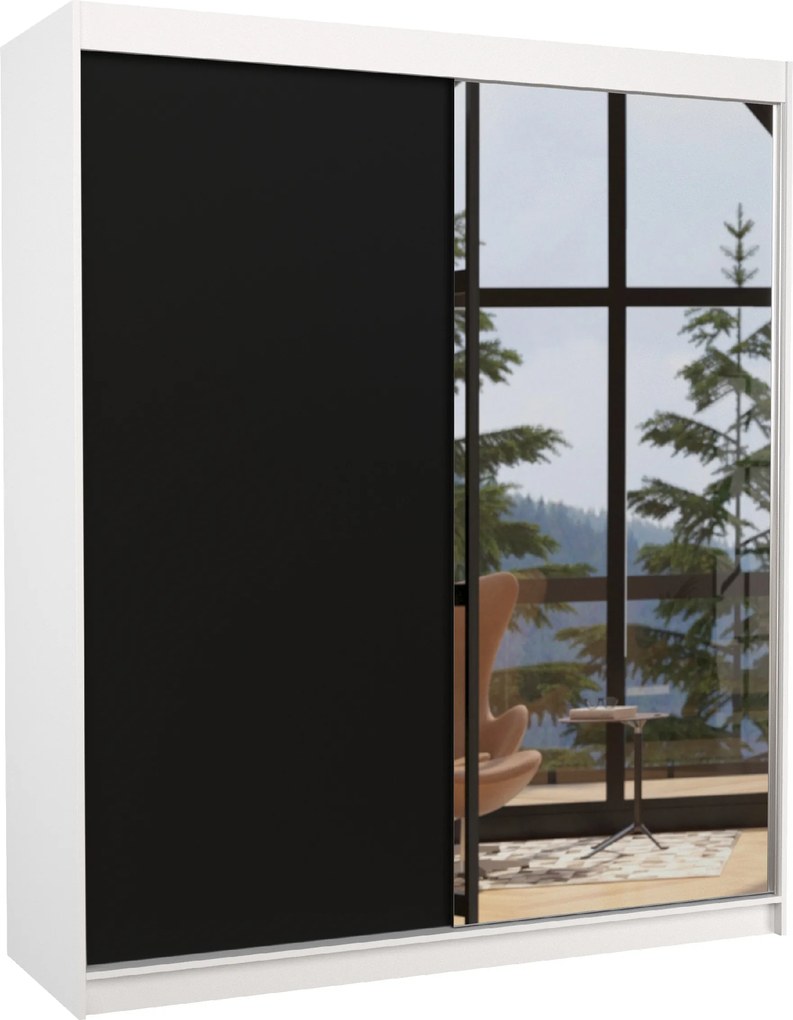 ADRK Furniture Posuvná skříň s zrcadlem VIKI 180 SW-VIK-W+B-180+A377