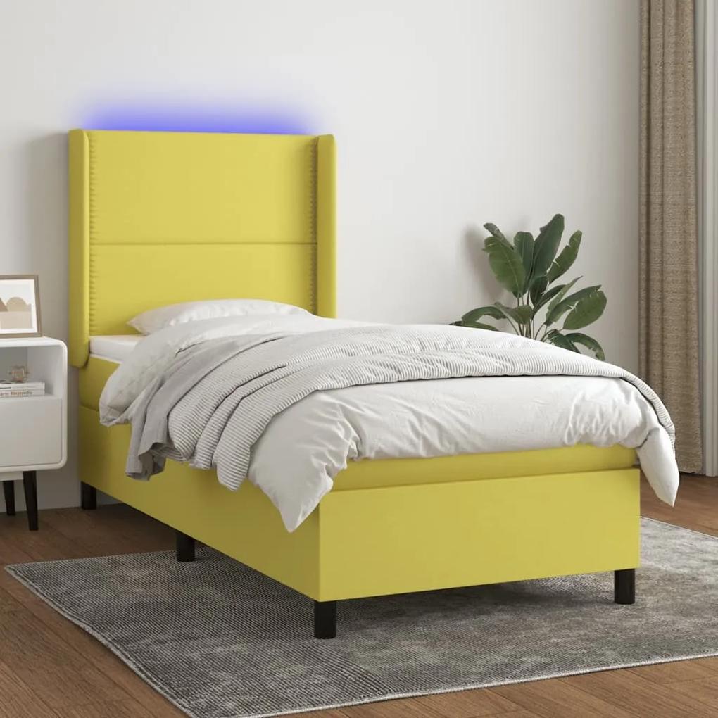 vidaXL Box spring postel s matrací a LED 80 x 200 cm textil [3138191] Barva: tmavě hnědá