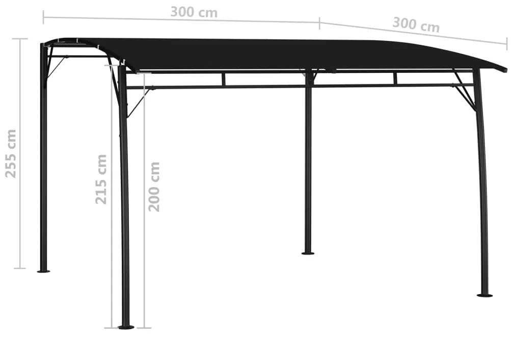 vidaXL Marketos Zahradní markýza proti slunci 3 x 3 x 2,55 m antracitová
