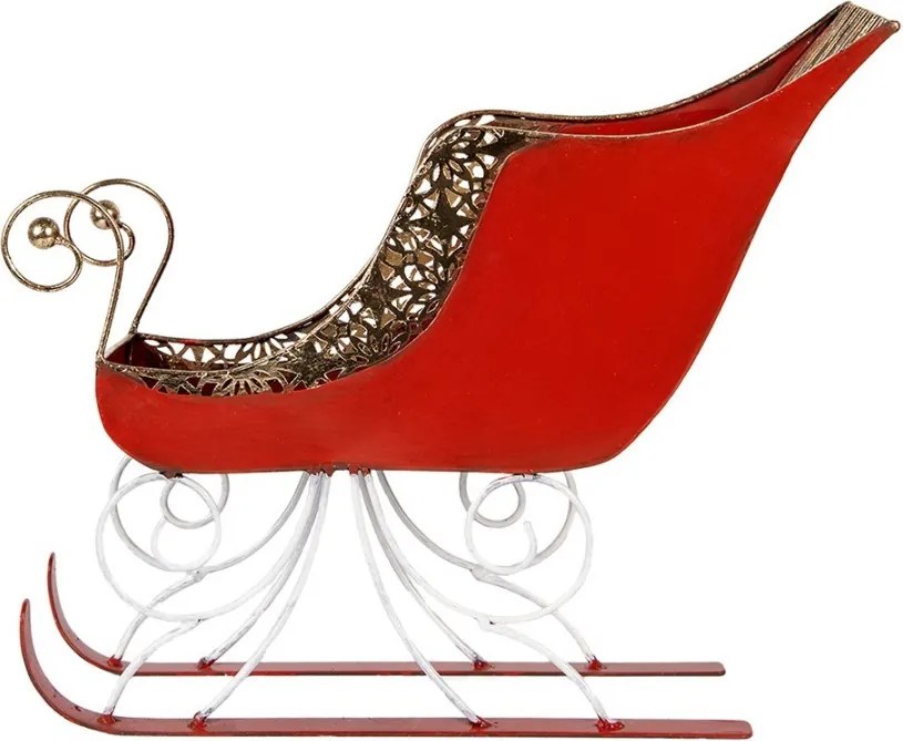 Červeno-zlaté kovové sáně Christmas Sleigh - 37*16*31 cm