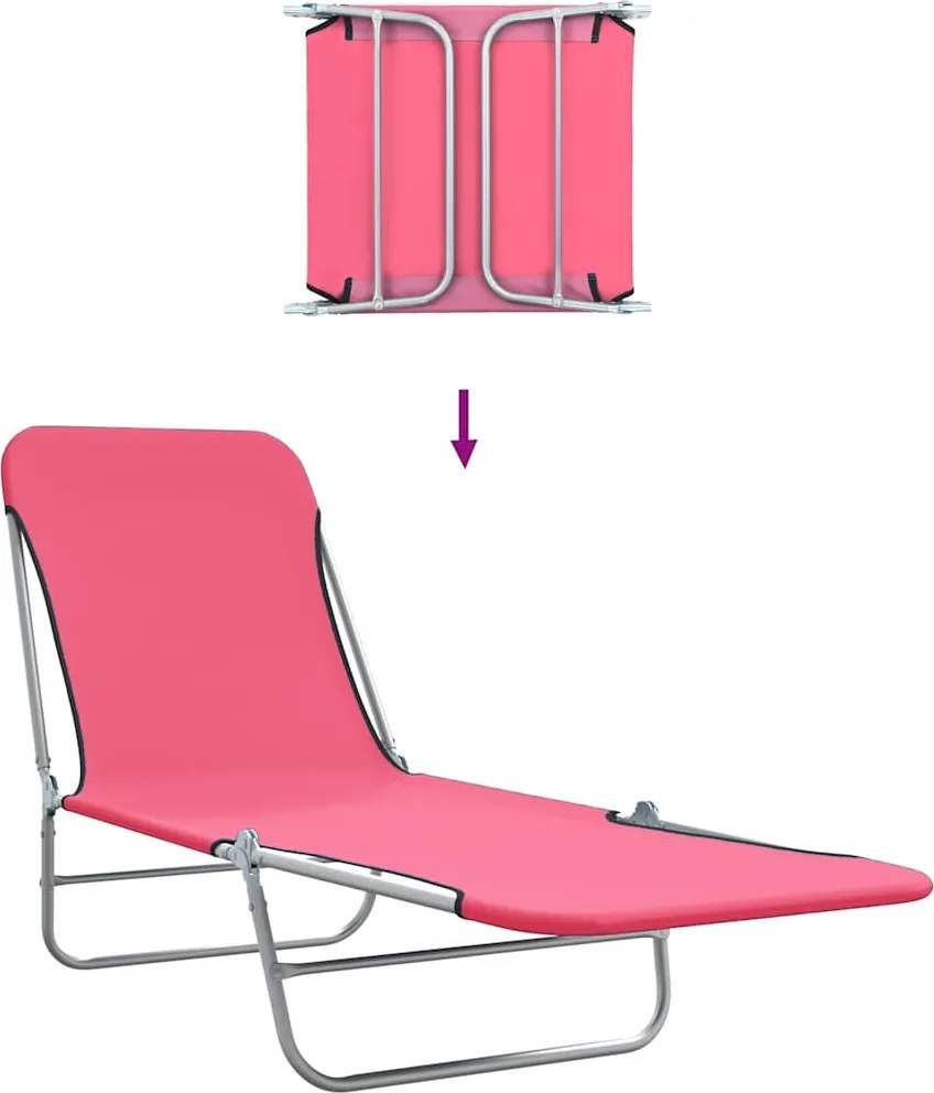 Skládací zahradní lehátka 2 ks ocel a textil růžová 310345