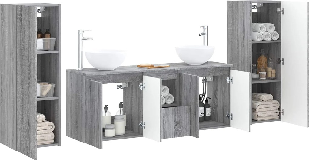 Sada koupelnového nábytku 5 ks Šedý Sonoma 33 x 34,5 x 100 cm 3405989