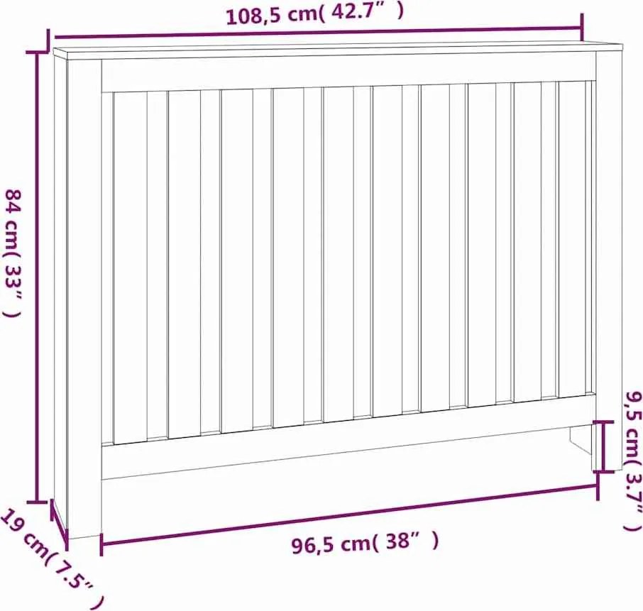 vidaXL Kryt na radiátor 108,5x19x84 cm masivní borové dřevo [822575] Barva: Bílá