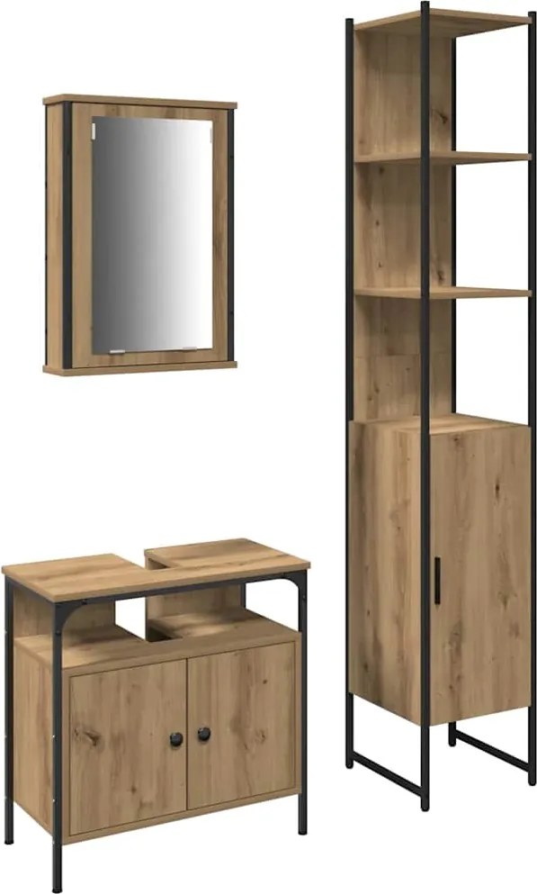 Sada koupelnového nábytku 3 ks Artisanový dub 3334396