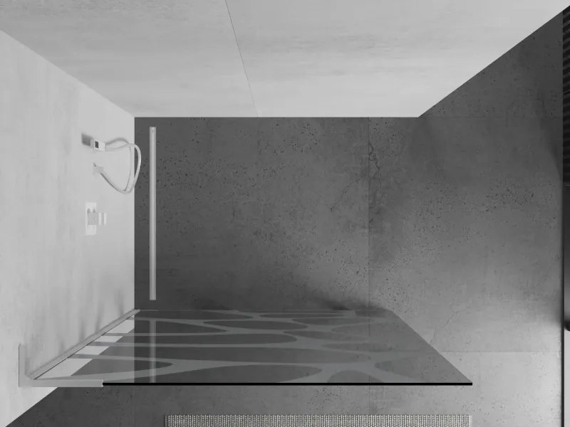 Mexen Kioto L, sprchová zástěna Walk-In 120 x 200 cm, 8mm čiré sklo bílý vzor, ​​bílý profil, 800-120-103-20-97